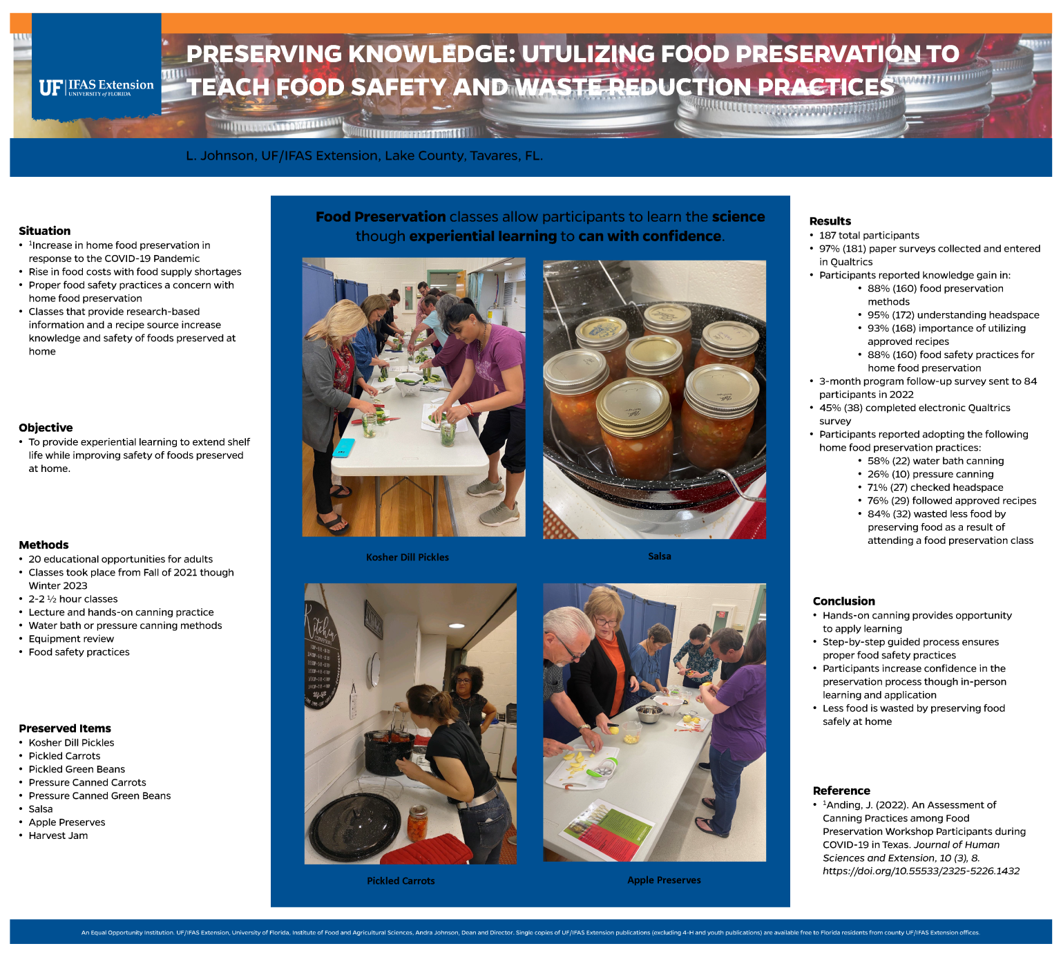 PRESERVING KNOWLEDGE: UTULIZING FOOD PRESERVATION TO TEACH FOOD SAFETY ...