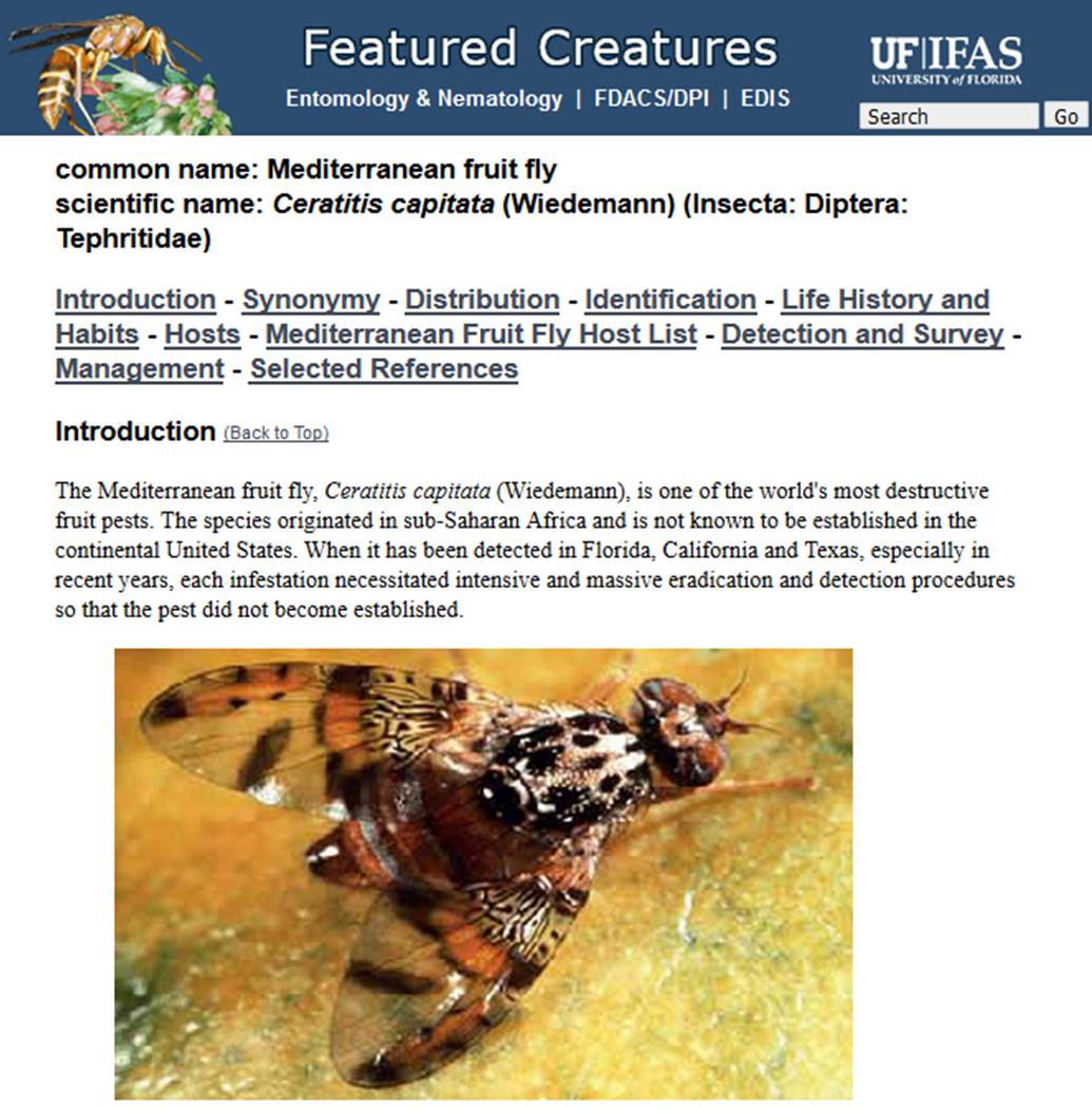 Medfly and Mexfly Quarantine Revision - UF/IFAS Pest Alert